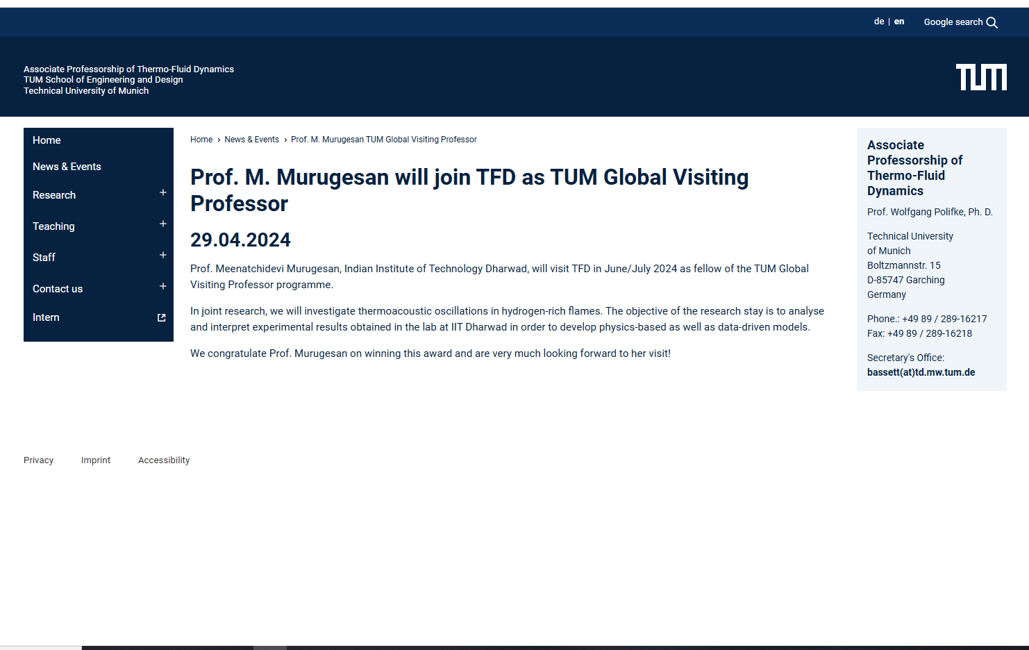 Prof. Meenatchidevi Murugesan from Indian Institute of Technology Dharwad joined TFD group of ...